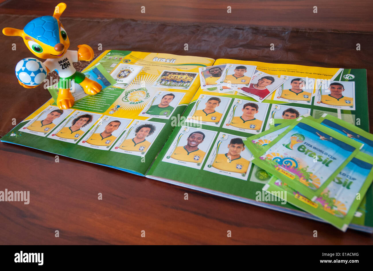 Collector cards and the Mascot of the World Cup 2014 in Brasilia Brazil ...