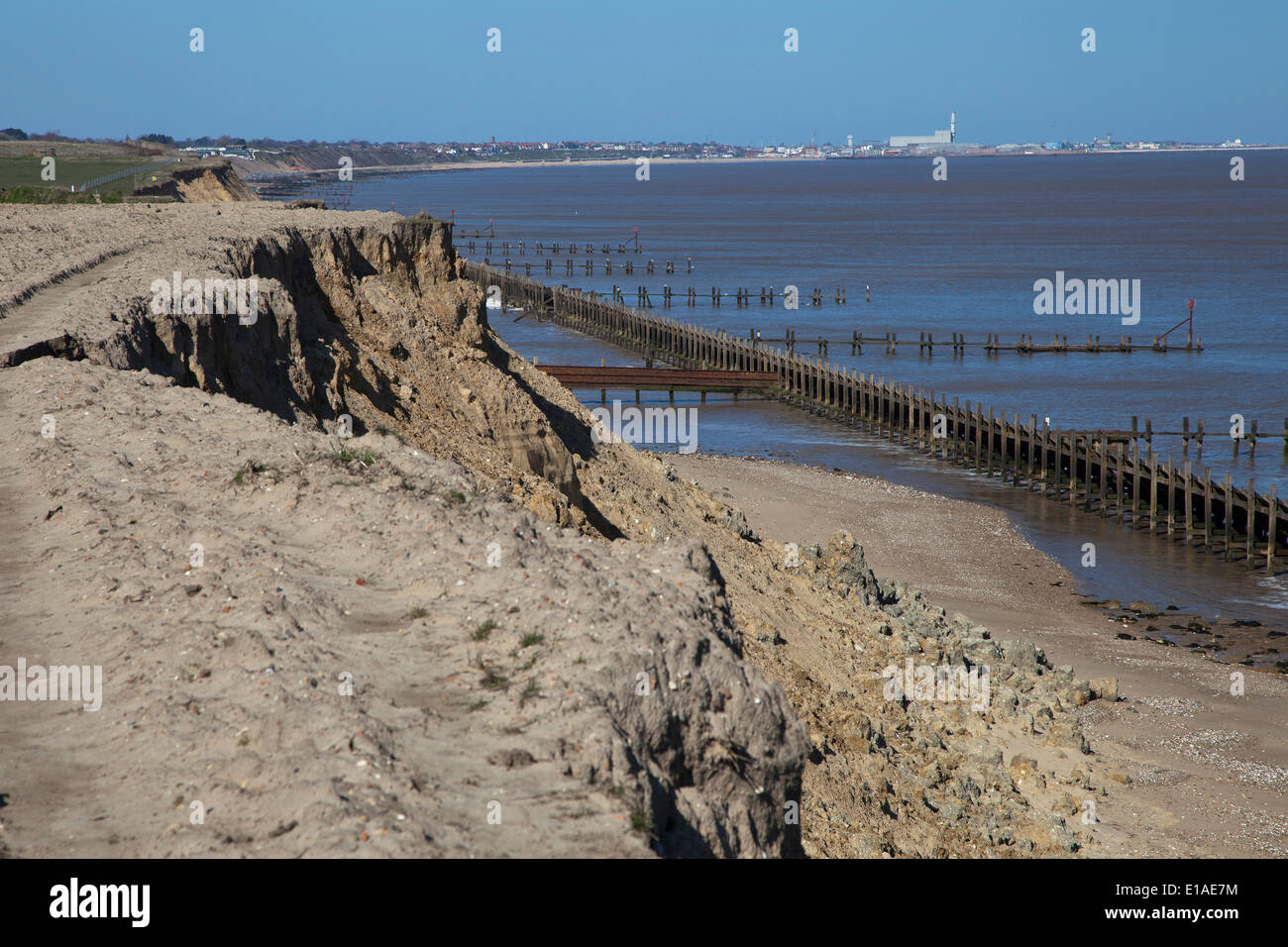 Cliff erosion at Corton south of Great Yarmouth on the east coast of ...