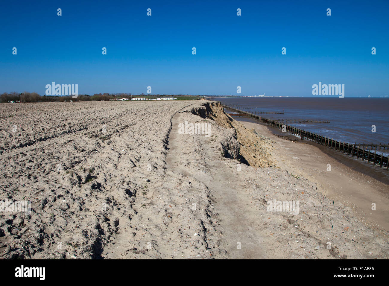 Cliff erosion at Corton, south of Great Yarmouth on the east coast of ...