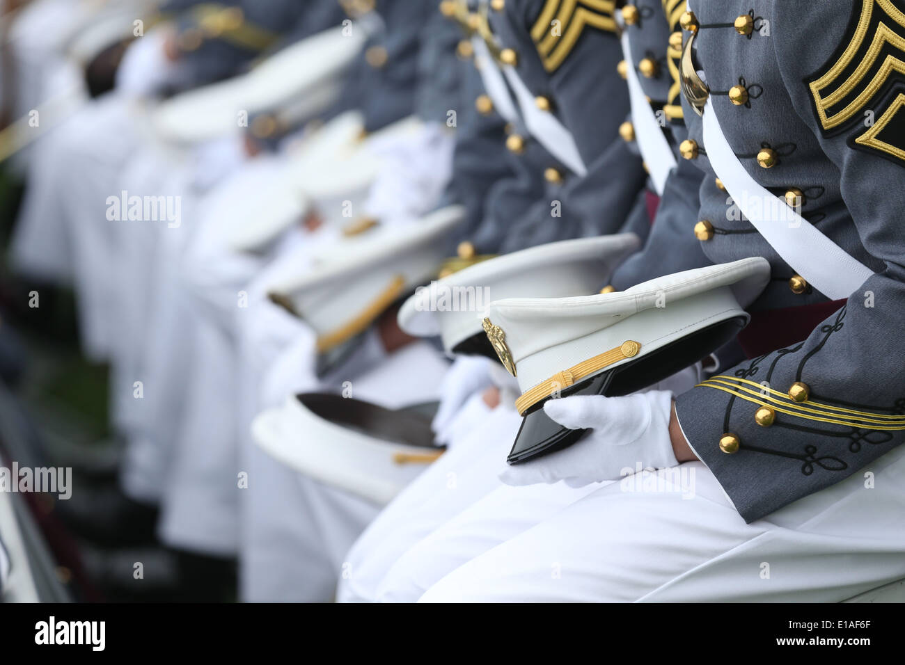 West Point, NY, USA. 28th May, 2014. Close-up of cadet's hats in the ...