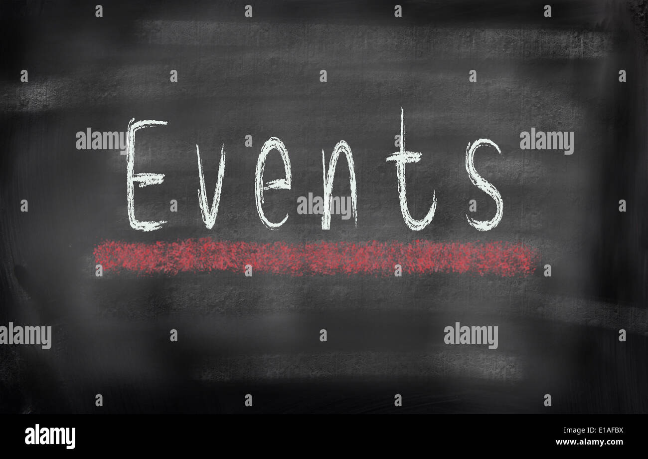 Events blackboard handwritten white and red concept Stock Photo - Alamy