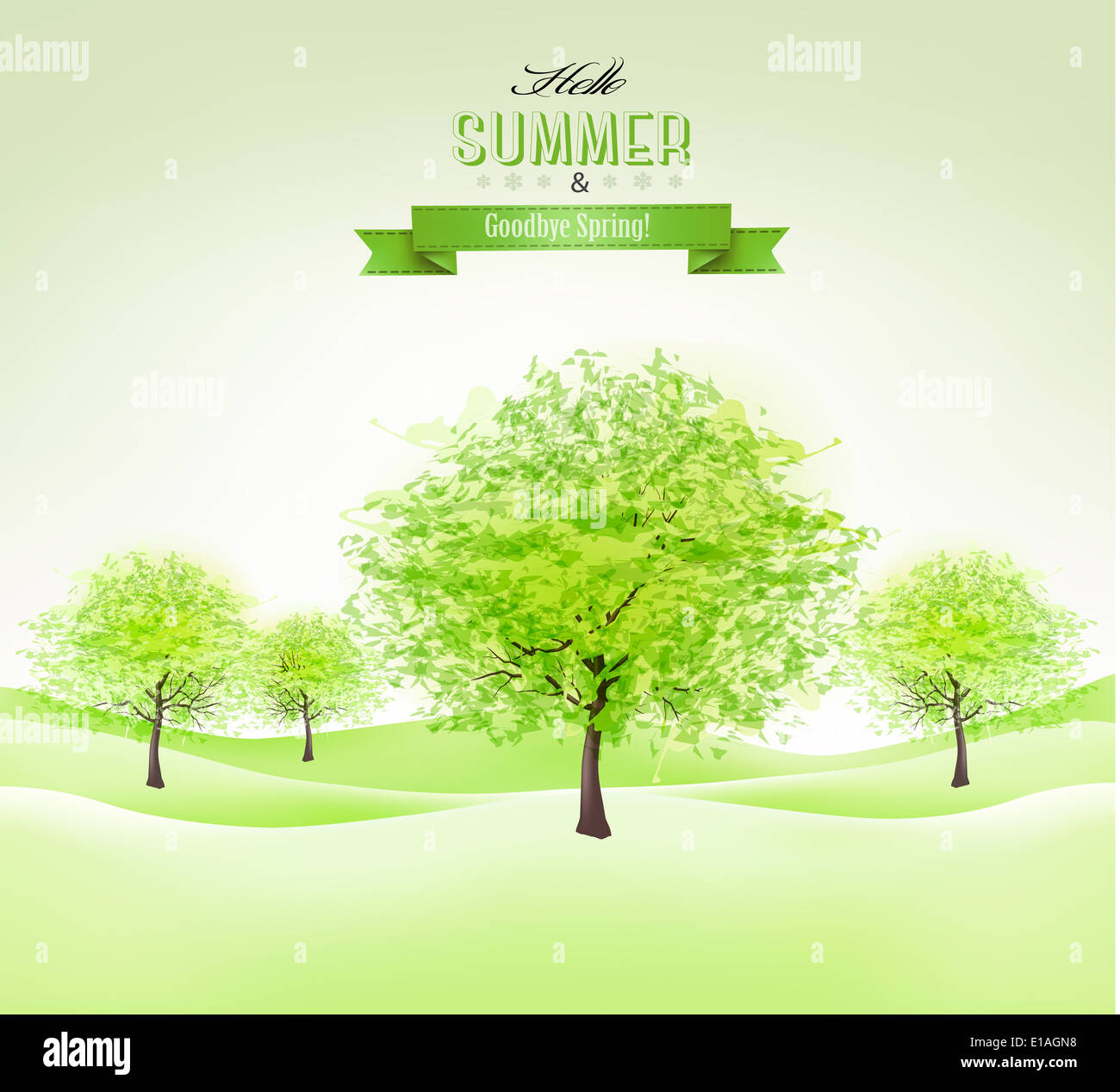 Summer background with green trees. Vector Stock Photo - Alamy