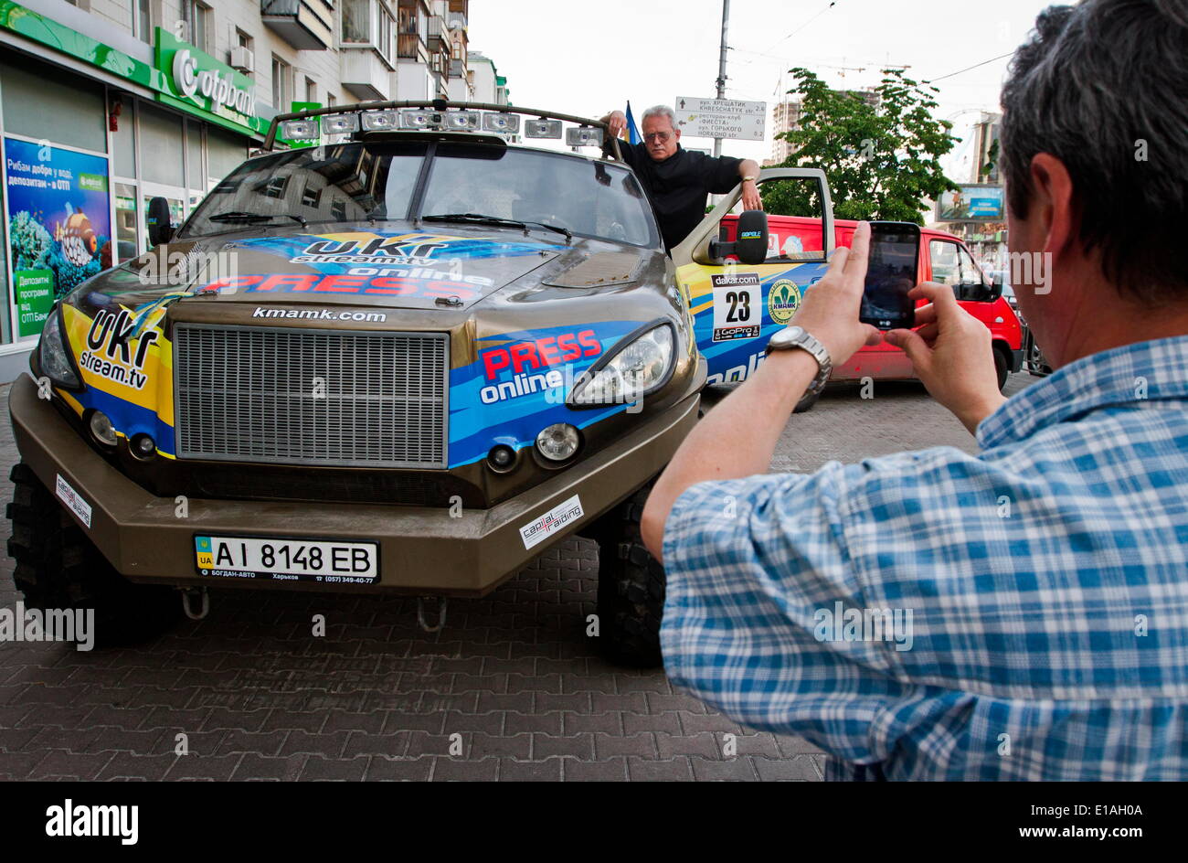 Kiev, Ukraine. 23rd May, 2014. Race car for Sonangol Africa EcoRace ...