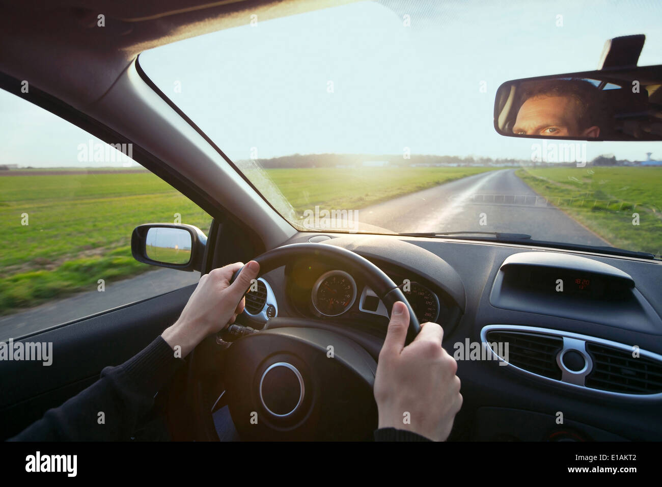 Car front view driver hi-res stock photography and images - Alamy