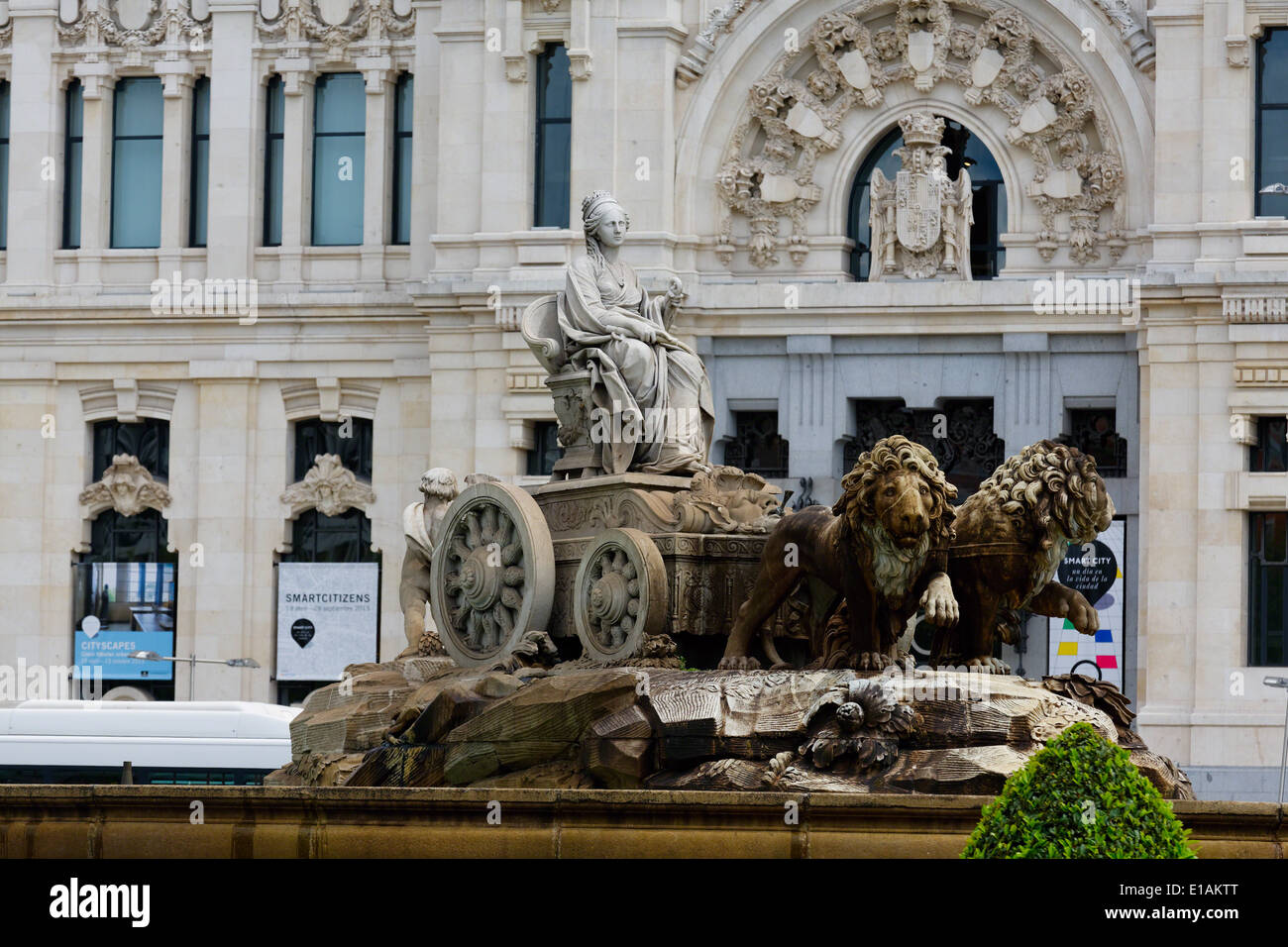View of the Cibeles Fountain, Plaza de Cibeles, Madrid Spain Stock ...