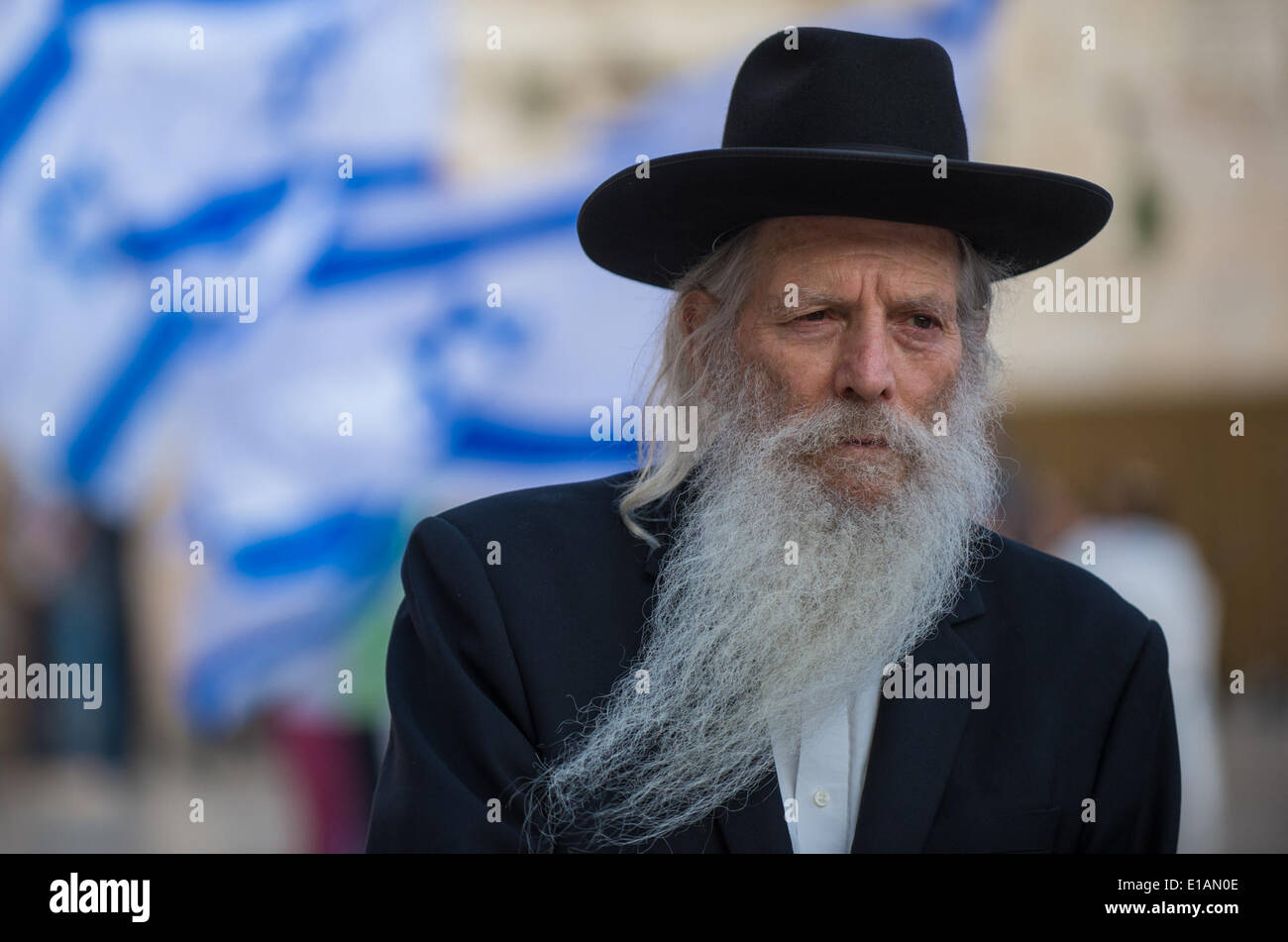 Jerusalem, Israel. 28th May, 2014. An Ultra-Orthodox Jewish man looks ...