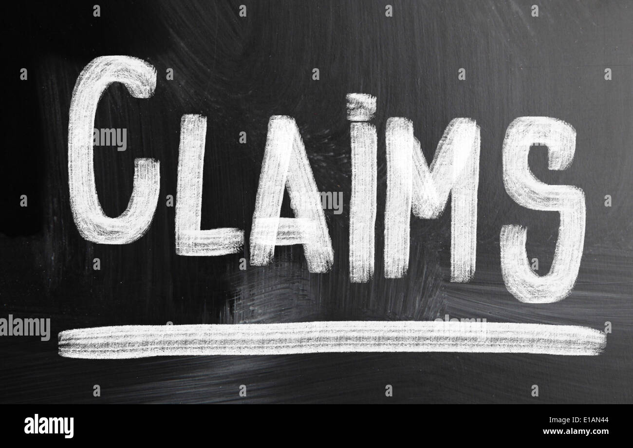 claims handwritten with chalk on a blackboard Stock Photo - Alamy