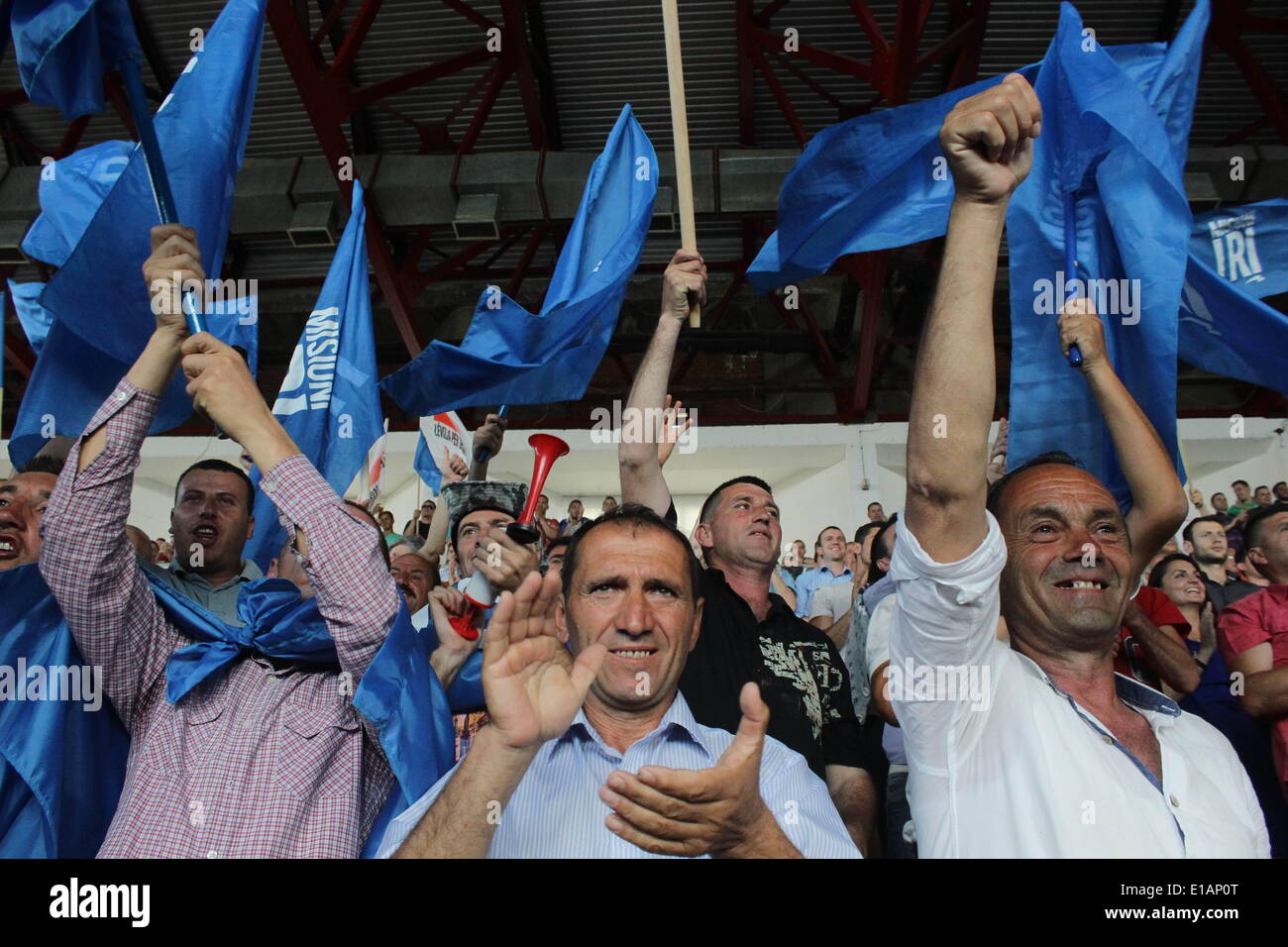 Pristina, Kosovo. 28th May, 2014. Supporters of the Democratic Party of ...