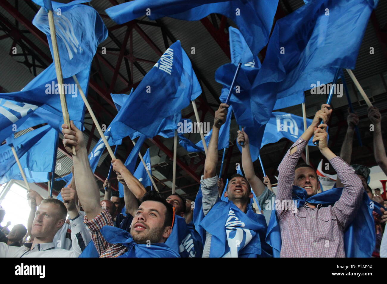 Pristina, Kosovo. 28th May, 2014. Supporters of the Democratic Party of ...
