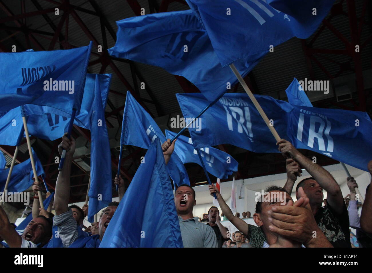 Pristina, Kosovo. 28th May, 2014. Supporters of the Democratic Party of ...