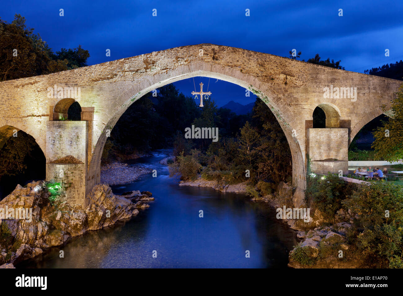 Old Roman stone bridge in Cangas de Onis (Asturias), Spain Stock Photo ...