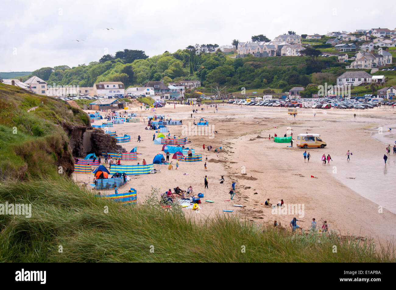 Polzeath, Cornwall UK. 28th May 2014. Polzeath beach in Cornwall Stock ...