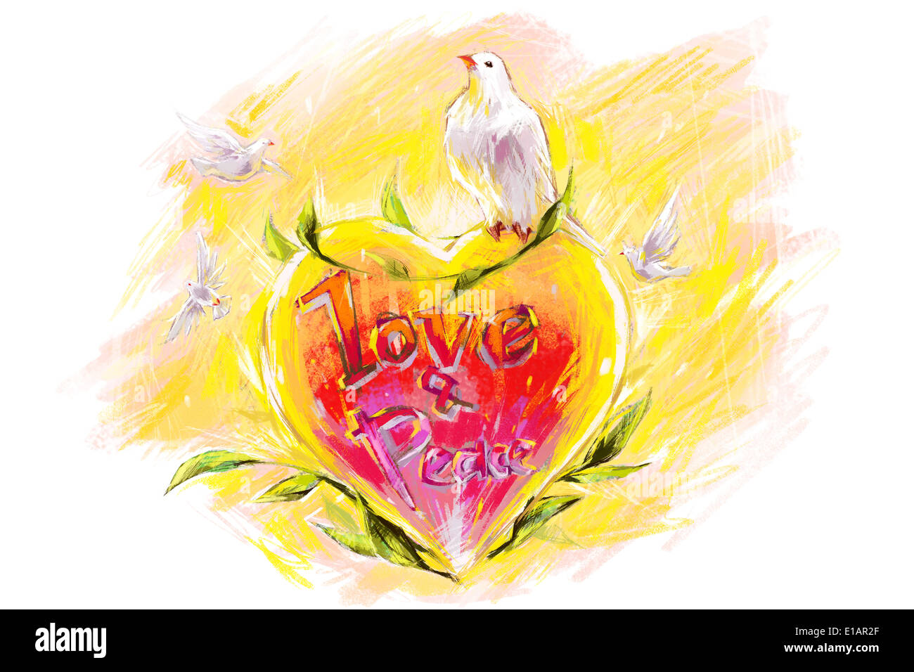 Pigeons and heart shape Stock Photo - Alamy