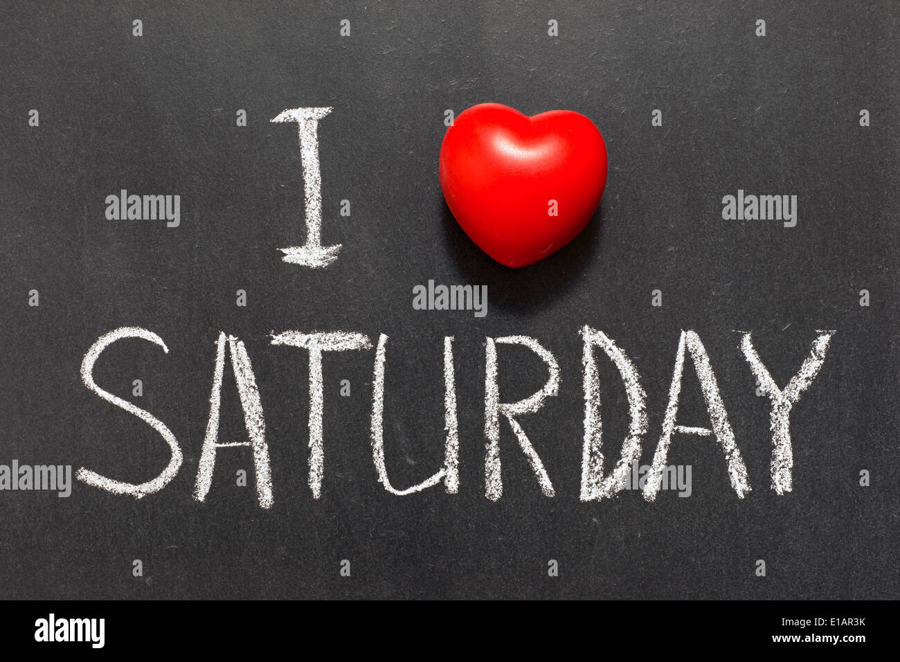 I love Saturday phrase handwritten on the school blackboard Stock Photo ...