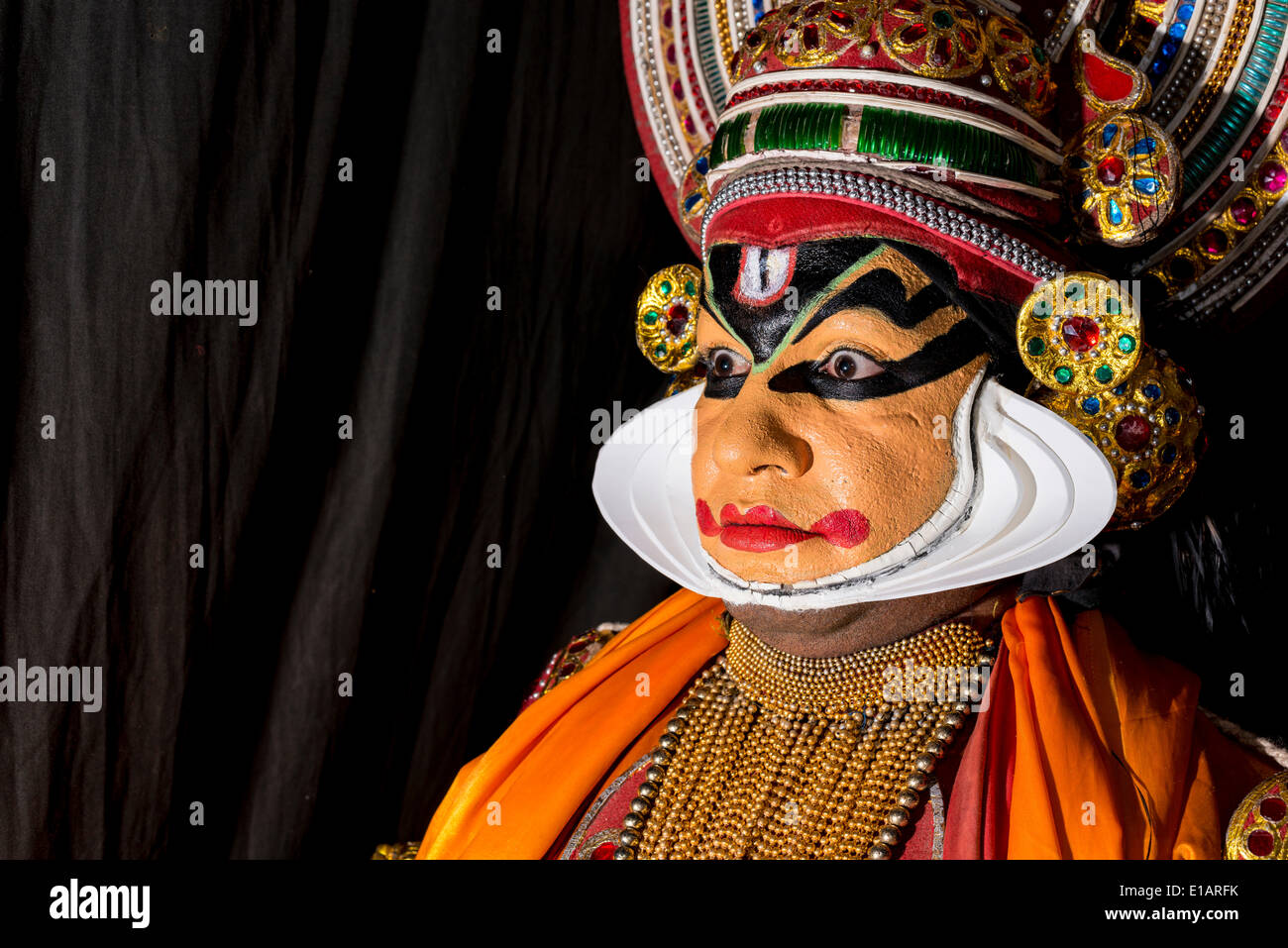 Katakali artist posing dressed up as Shiva, Varkala, Kerala, India ...