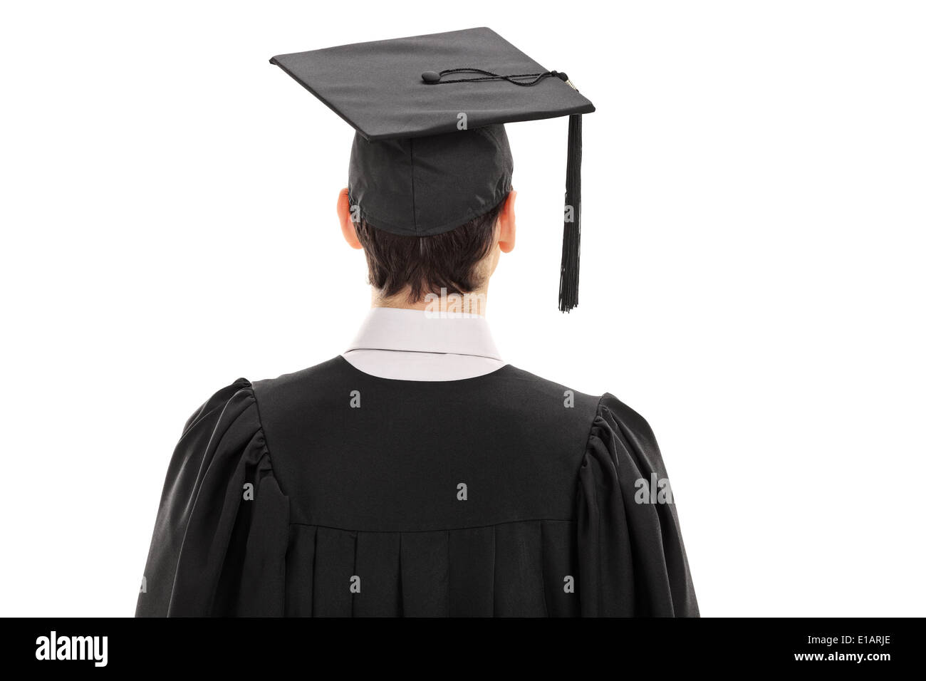 Rear view studio shot of a male college graduate Stock Photo - Alamy