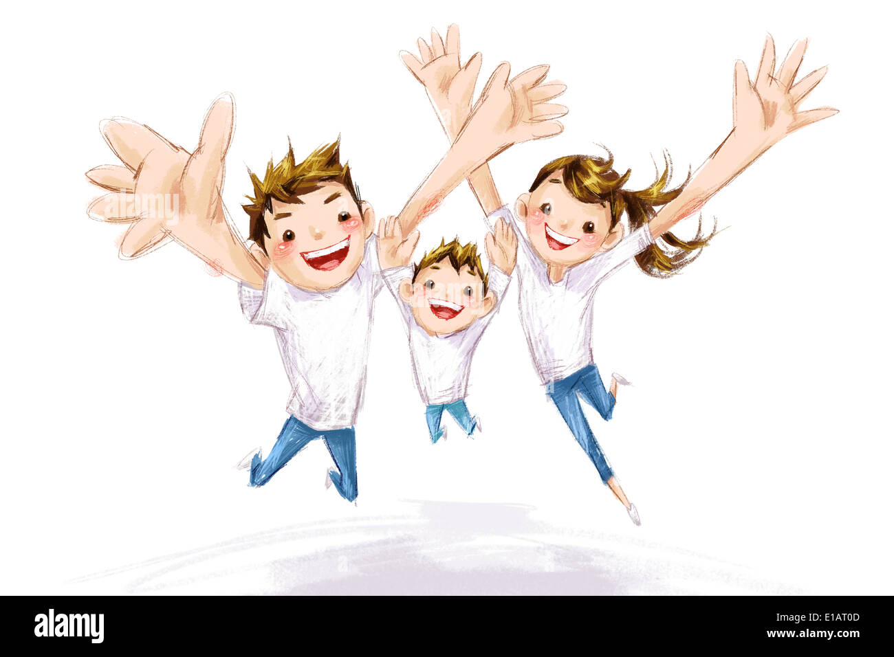 Happy family jumping Stock Photo - Alamy