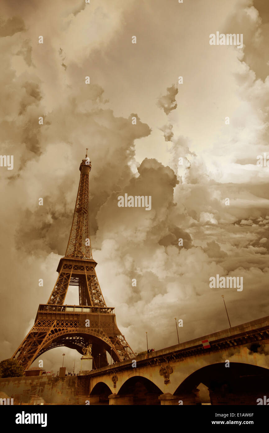 Eiffel tower paris angled hi-res stock photography and images - Alamy