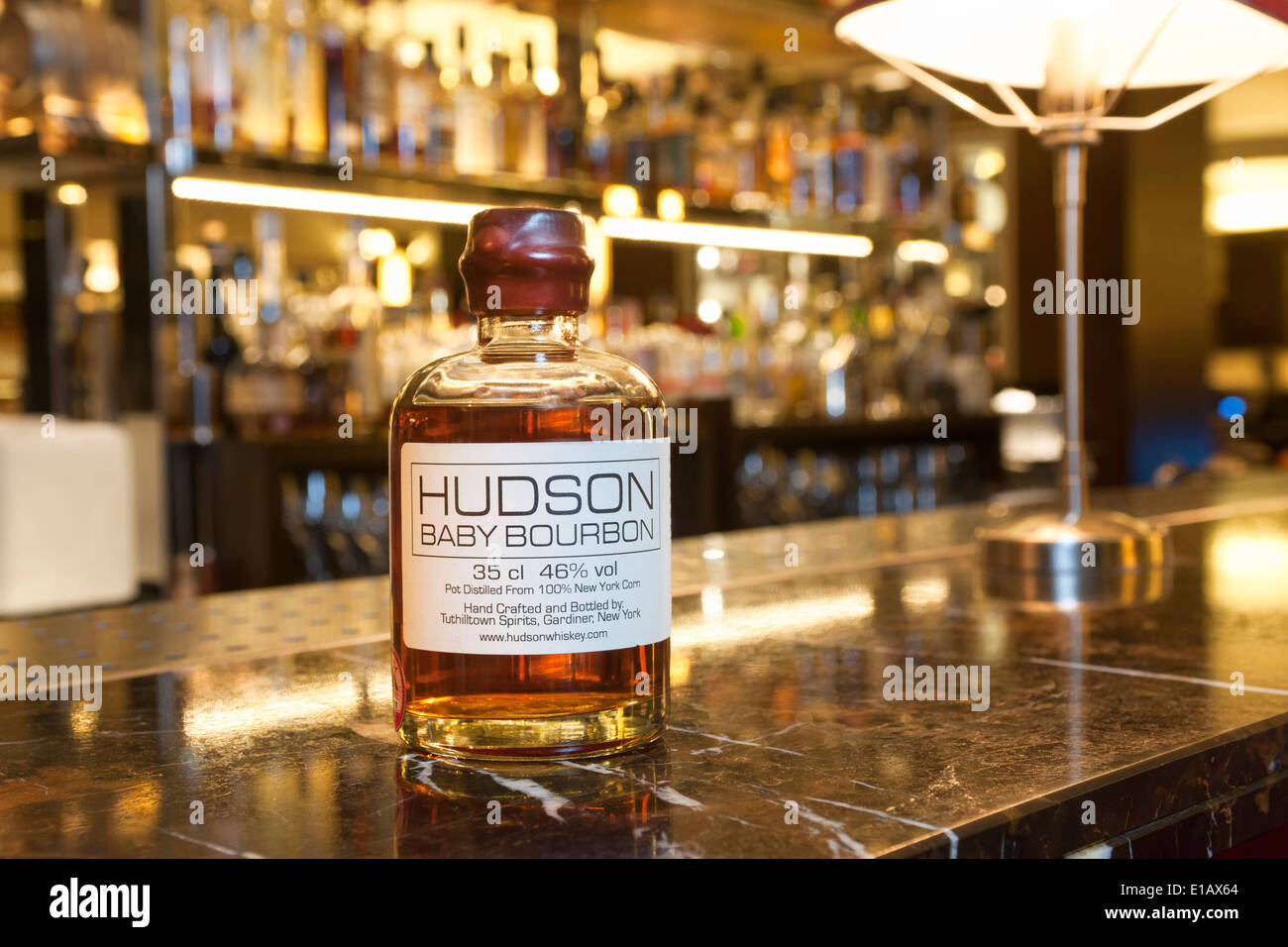 bottle of Hudson baby bourbon on a bar Stock Photo - Alamy
