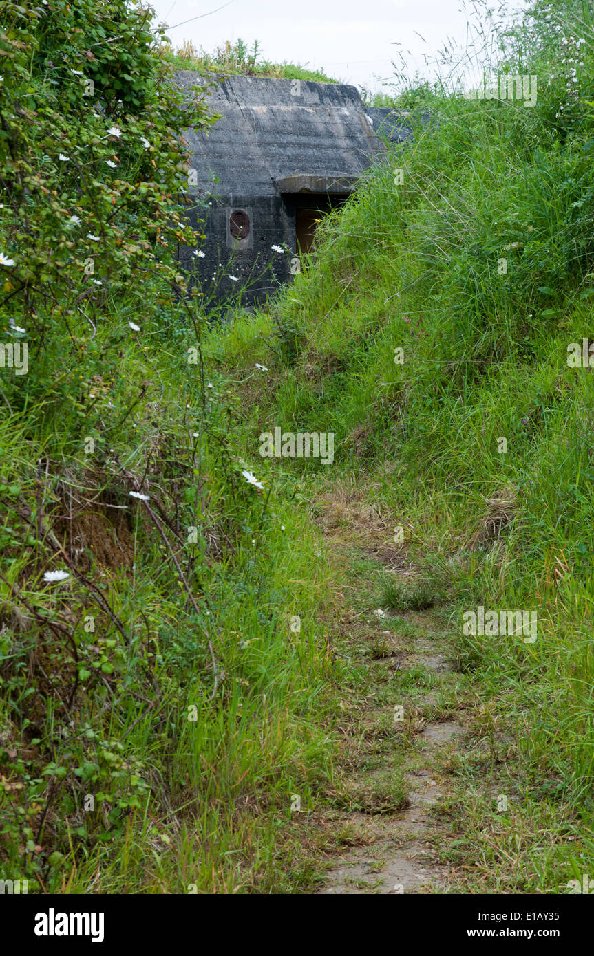 German WWII trench, bunker and gun battery at Maisy, D-Day site ...