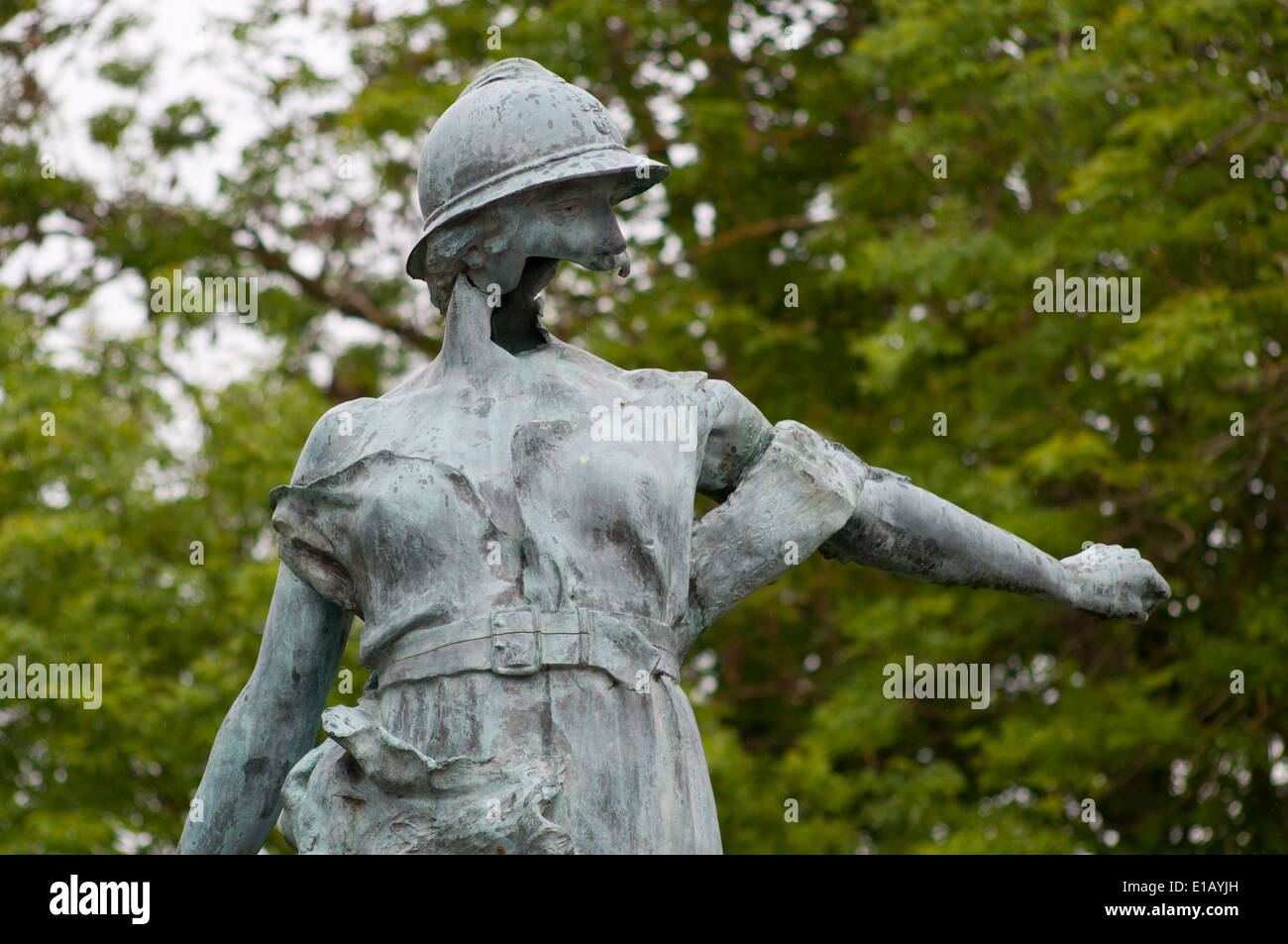 French war memorial damaged by Sherman tank shell in Battle of Normandy ...