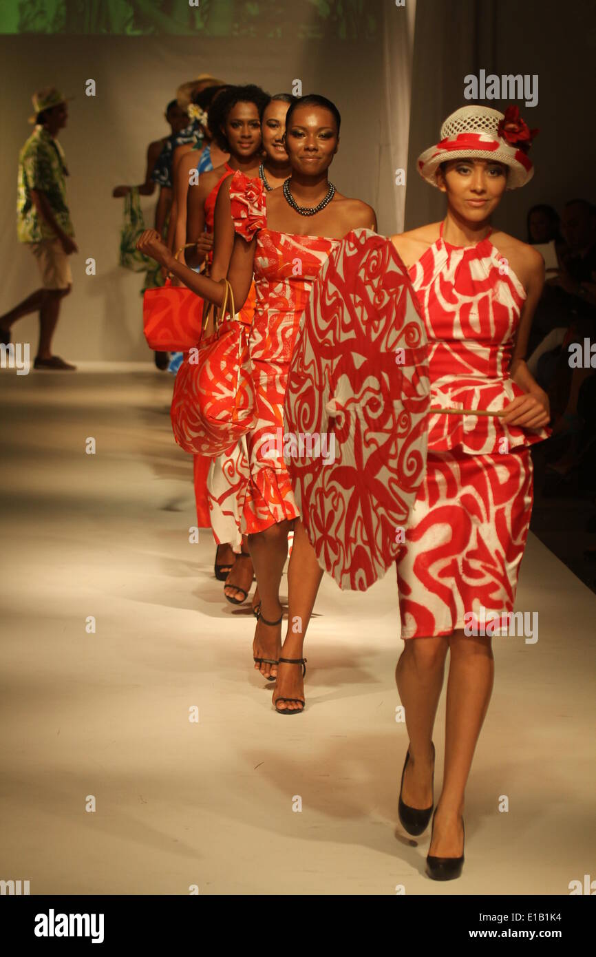 Suva, Fiji. 29th May, 2014. Models display creations at the Fiji ...