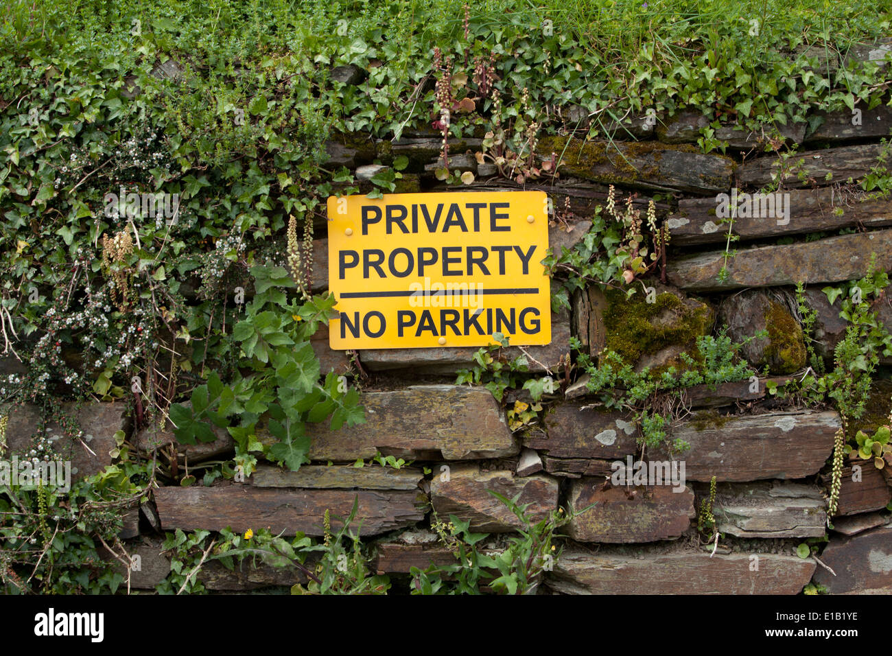 A Private No parking sign outside a house in Cornwall,put up by the ...