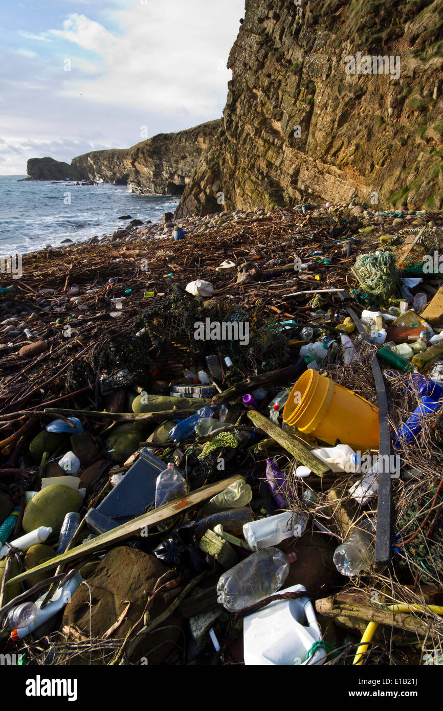 Marine litter on shore, Orkney isles Stock Photo - Alamy