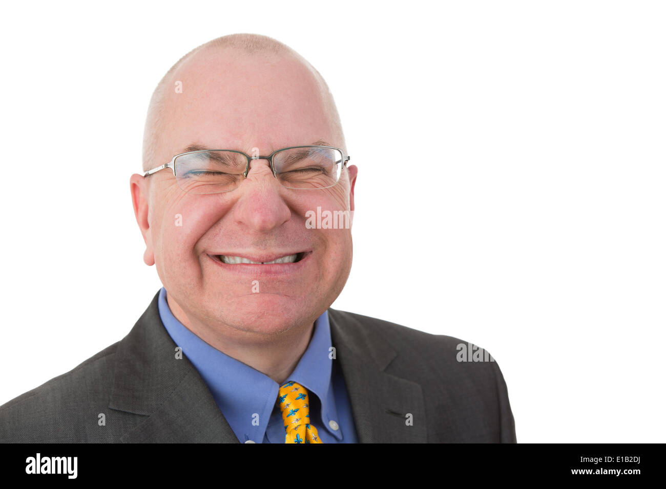 Disdainful businessman grimacing in disgust wrinkling up his nose to ...