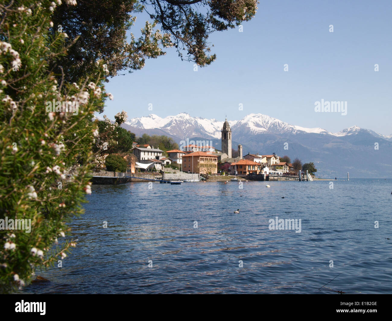 Lake of Como, Italy: view of the lake from the beach of Cremia Stock ...