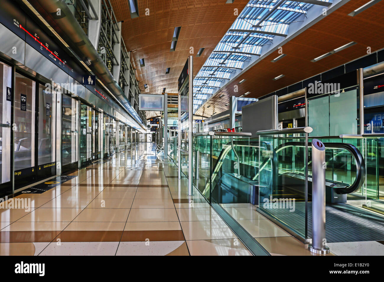 Interior of metro station in Dubai. Metro as world's longest fully ...