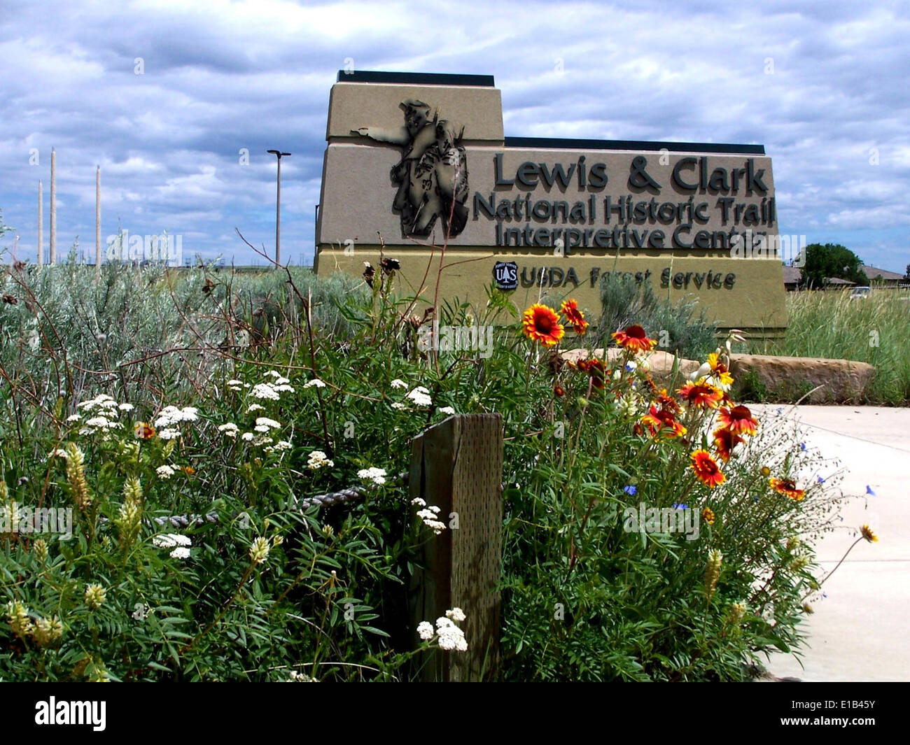 The front sign of the Lewis and Clark National Forest is decorated with ...