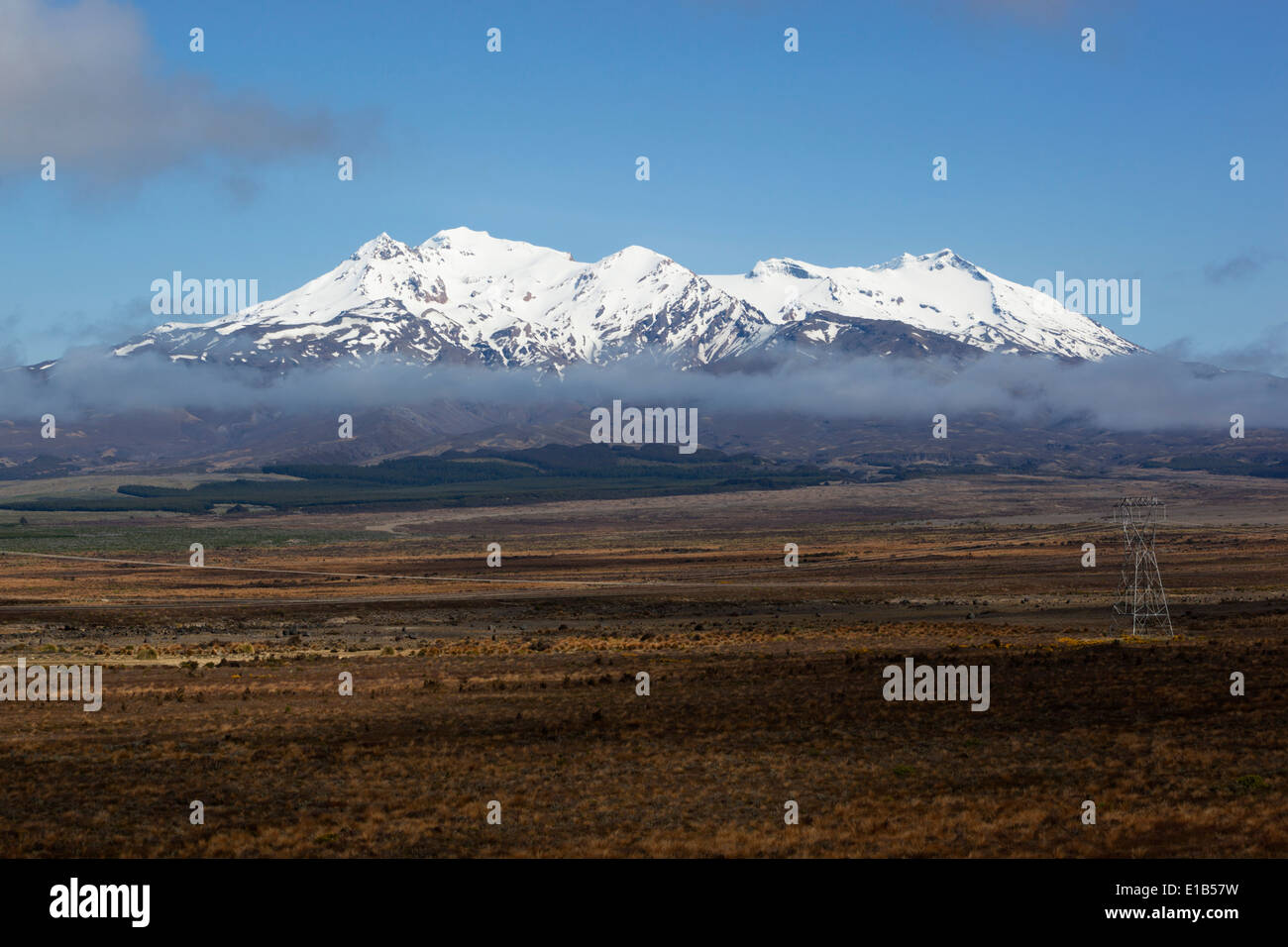 Mount Ruapehu viewed from Highway 1 desert road Stock Photo - Alamy