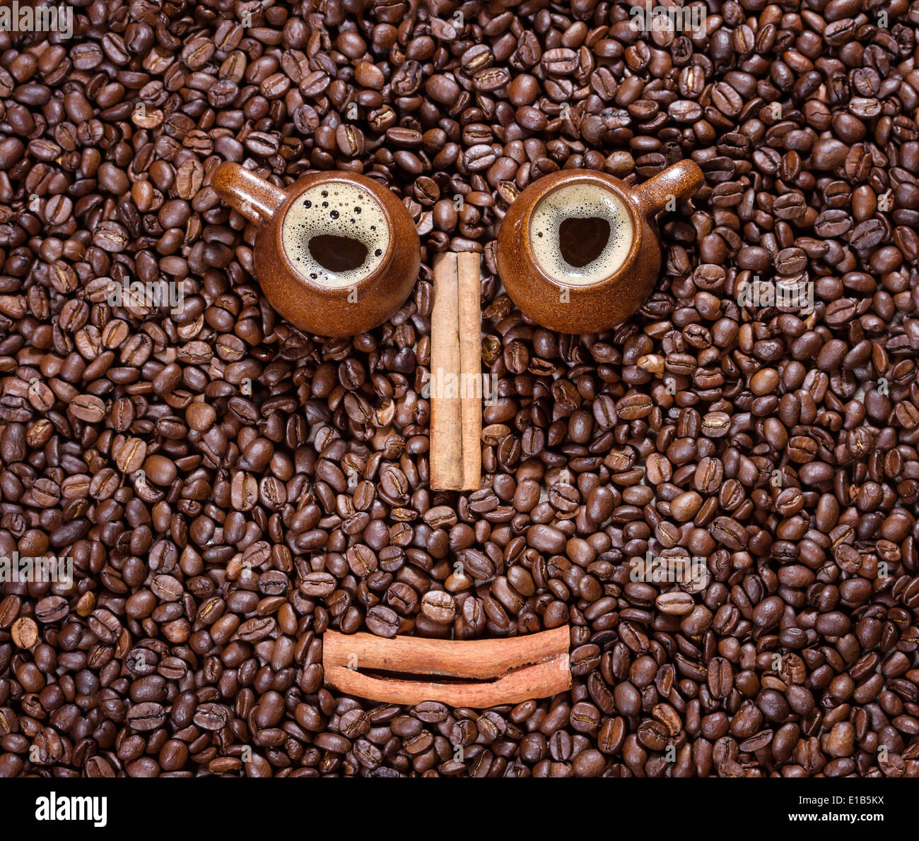 coffee beans in the form of a smiling face Stock Photo - Alamy