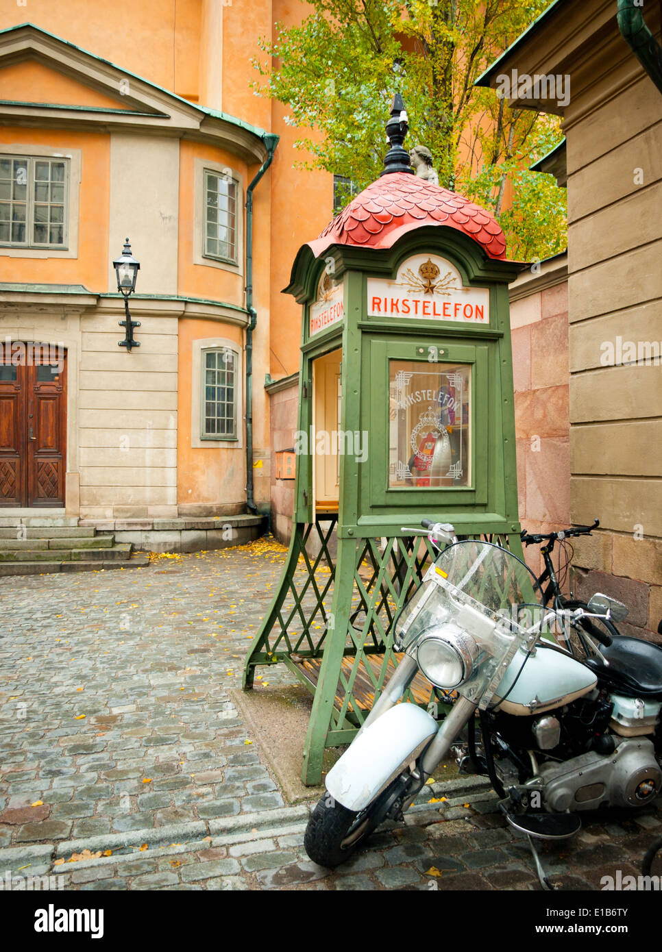 An old traditional telephone booth (Rikstelefon brand of Televerket ...