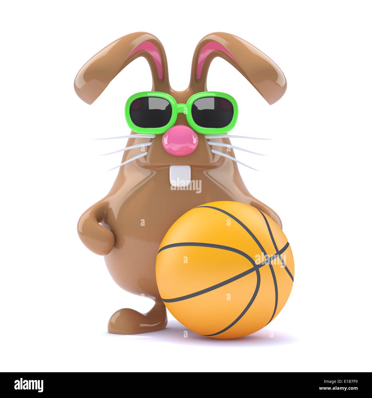 3d Chocolate Easter rabbit plays basketball Stock Photo - Alamy