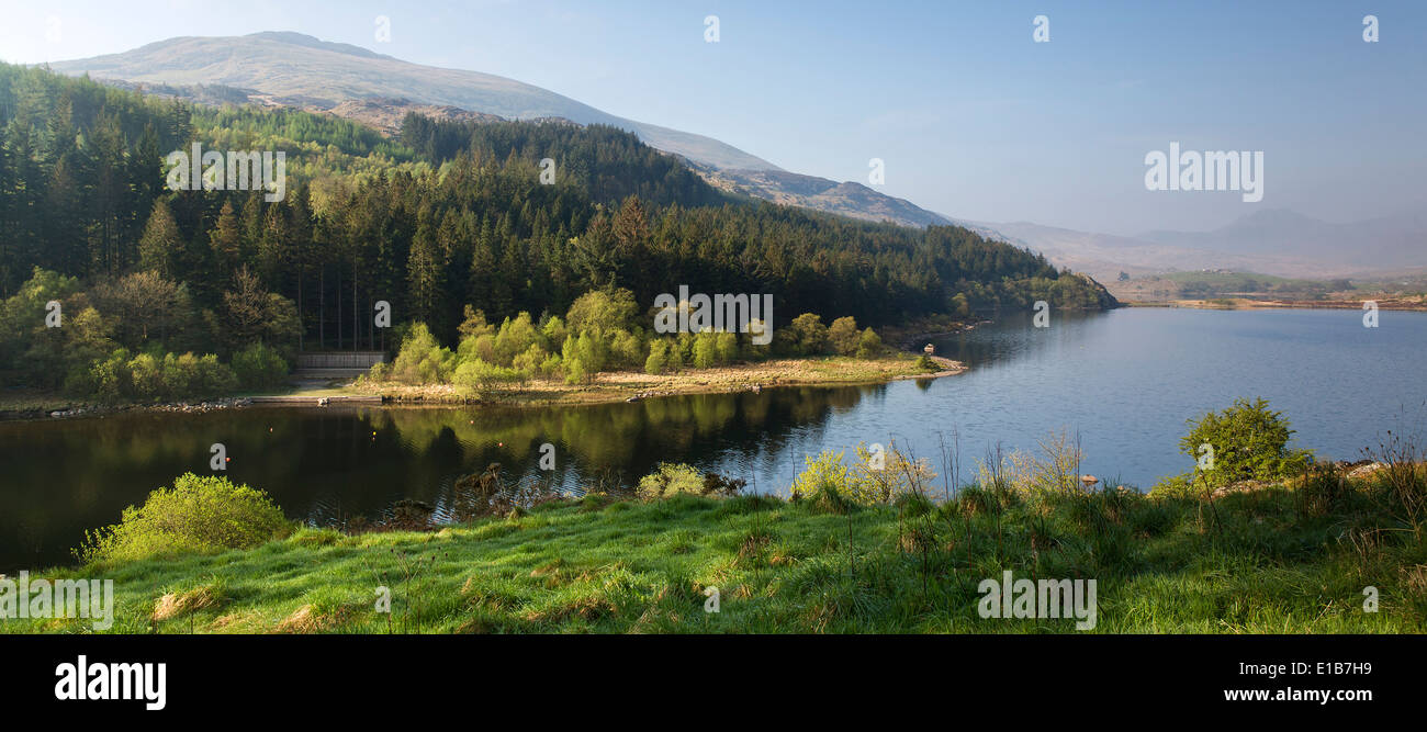 Llynau Mymbyr a lake near Capel Curig in Snowdonia National Park ...