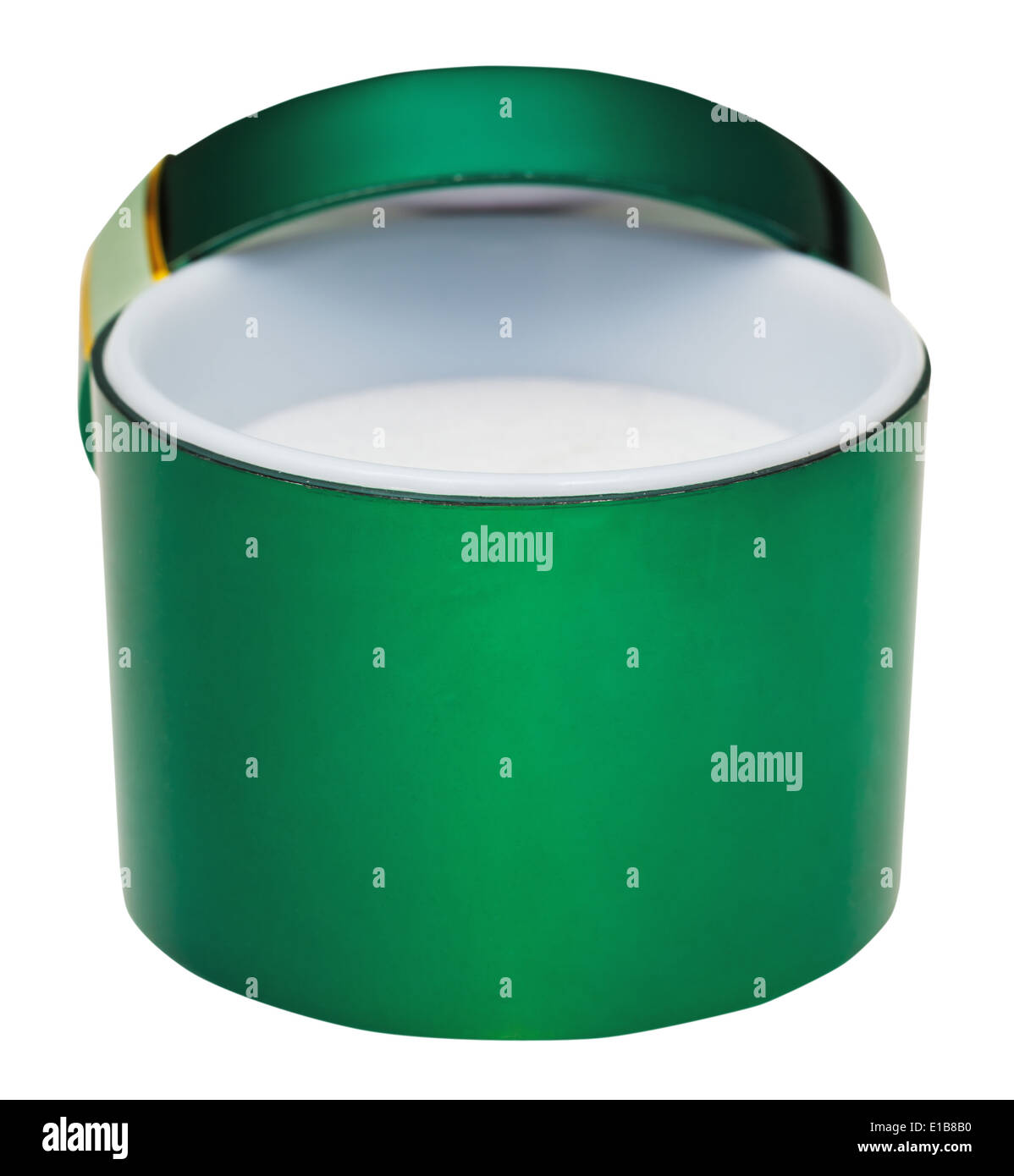 open little round green empty box isolated on white background Stock ...