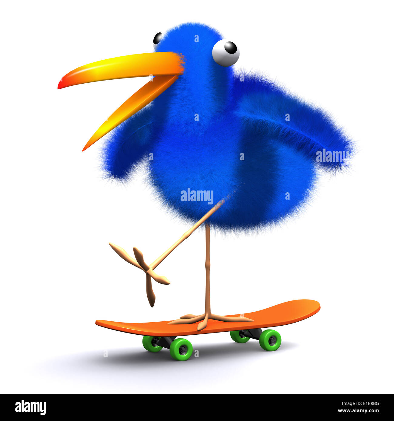 3d Blue bird skates on a skateboard Stock Photo - Alamy