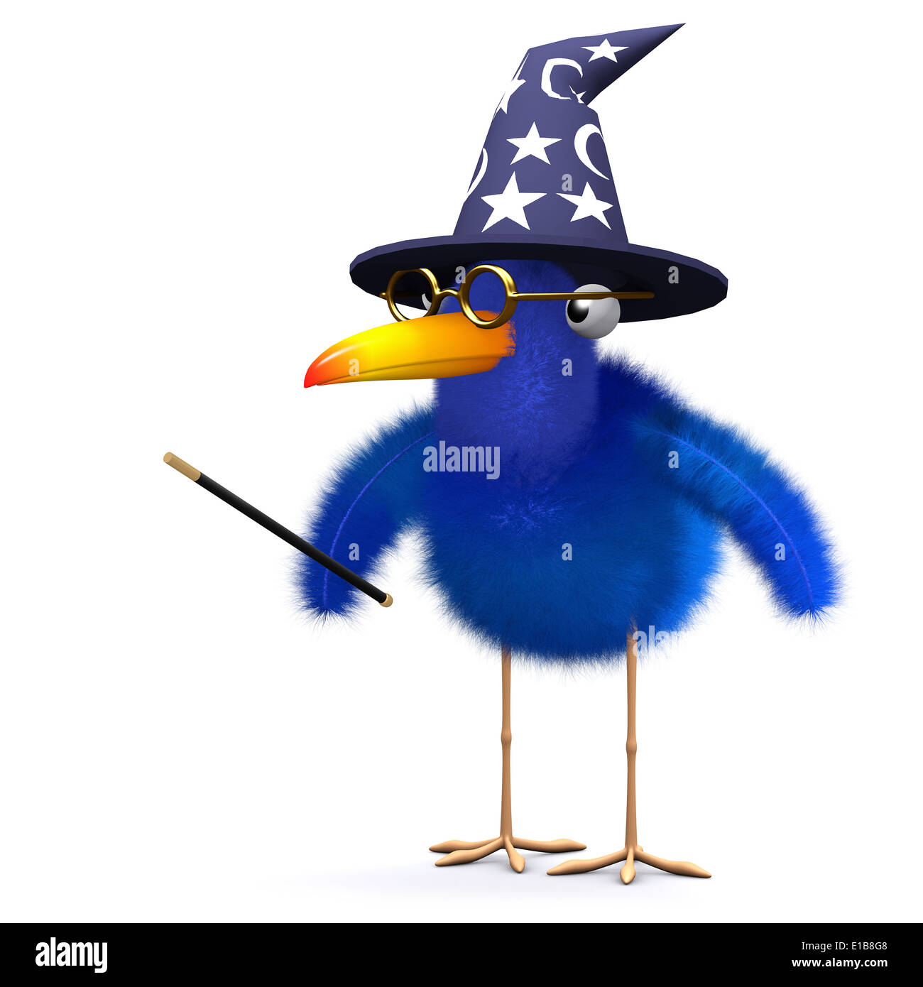 3d Blue bird dressed as a wizard with wand Stock Photo - Alamy