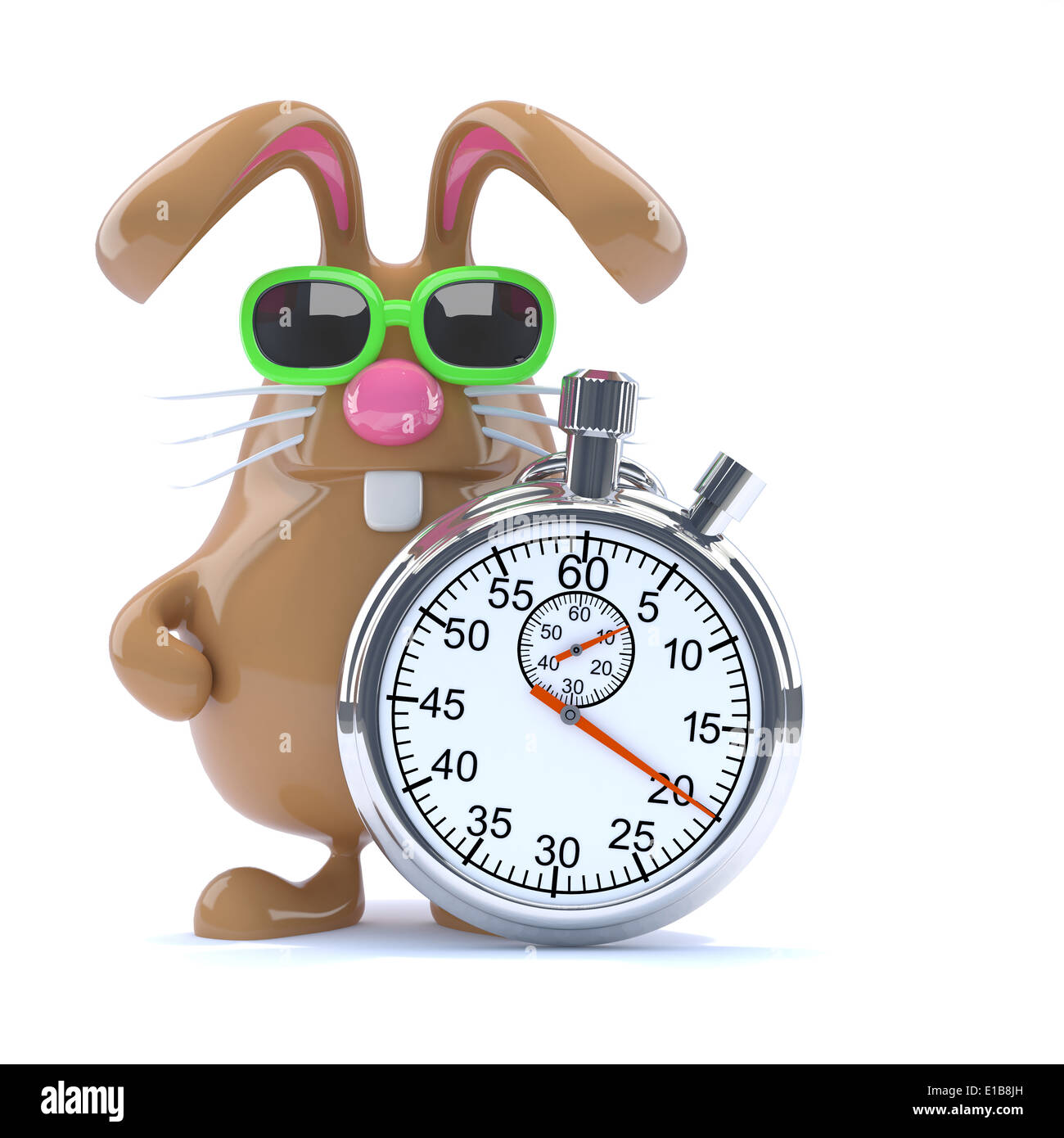 3d Chocolate Easter bunny with a silver stopwatch Stock Photo - Alamy
