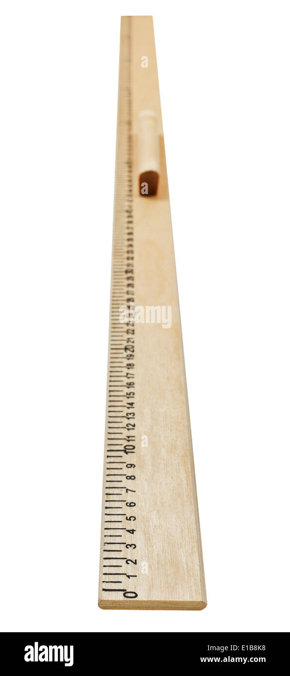school wooden meter ruler isolated on white background Stock Photo - Alamy