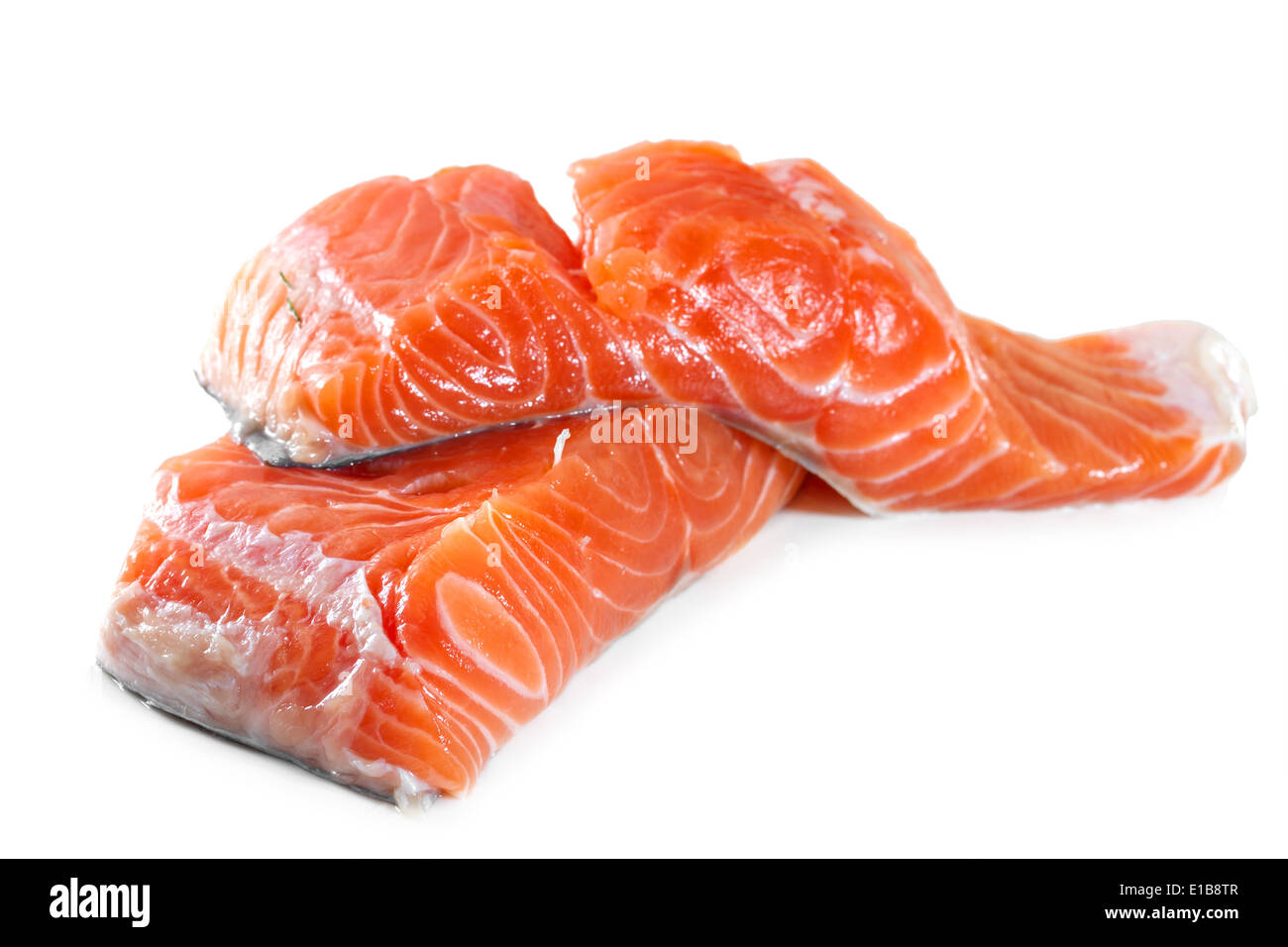 Salmon fillet on a white background Stock Photo - Alamy