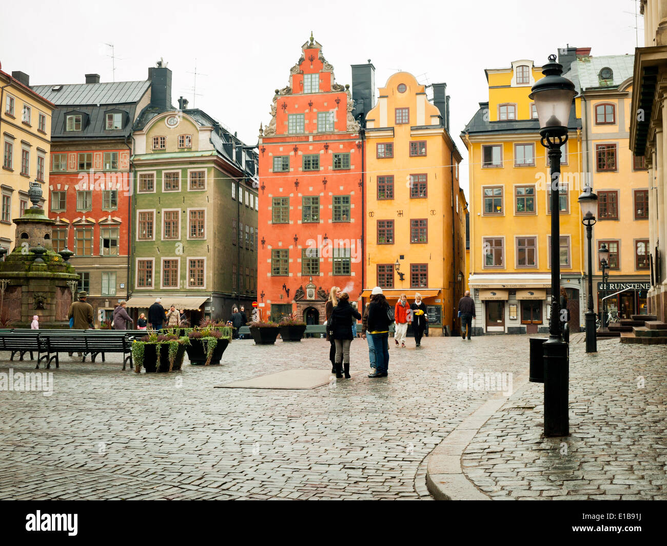 A view of Stortorget (the Big Square), a public square in Gamla Stan ...