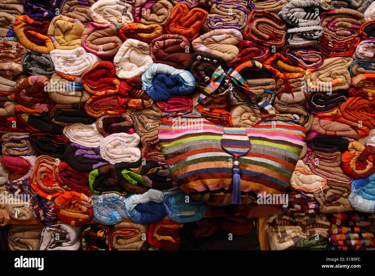 Colorful clothes market in Marrakech Stock Photo - Alamy