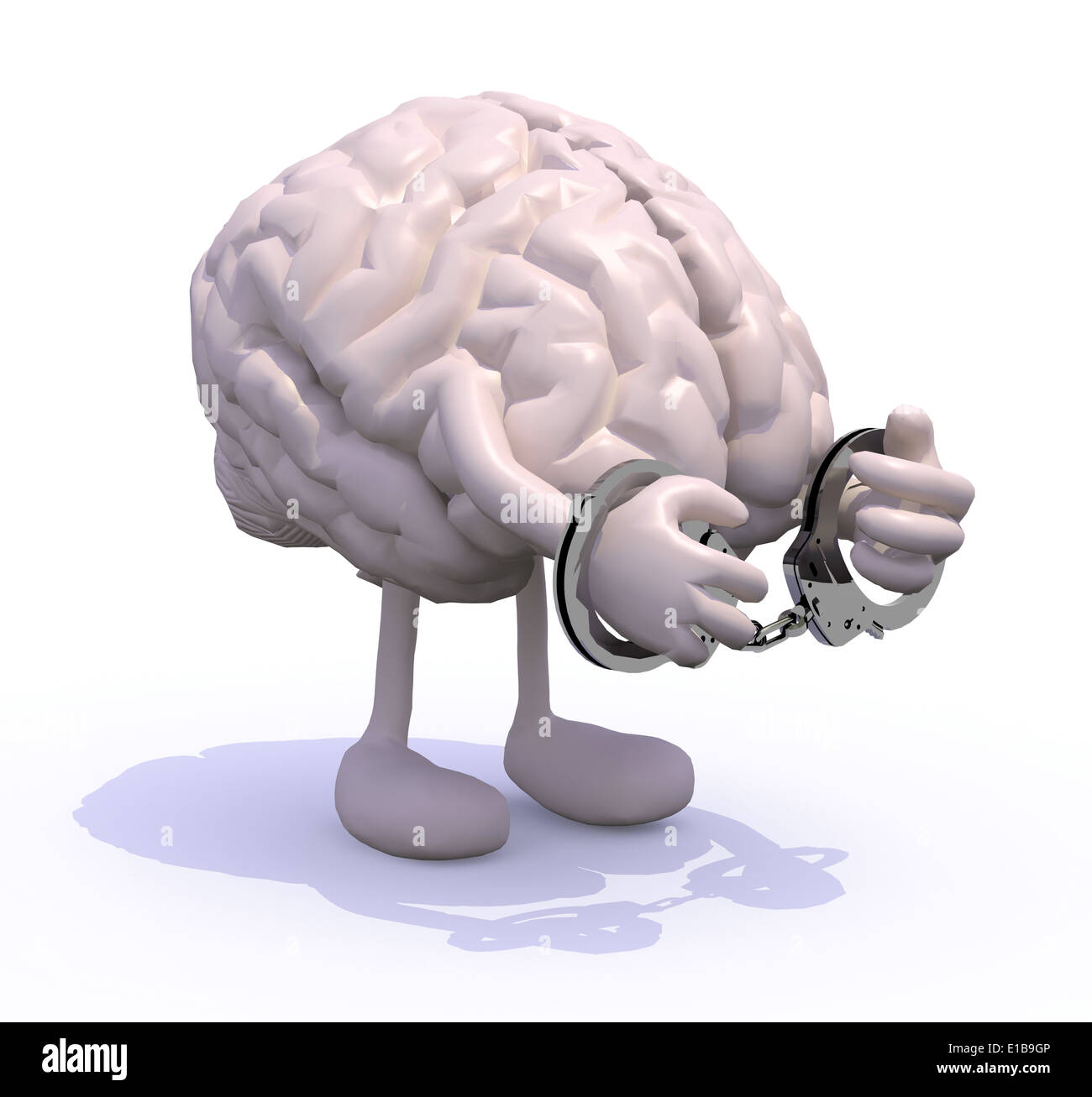 human brain with arms, legs and handcuffs on hands Stock Photo - Alamy