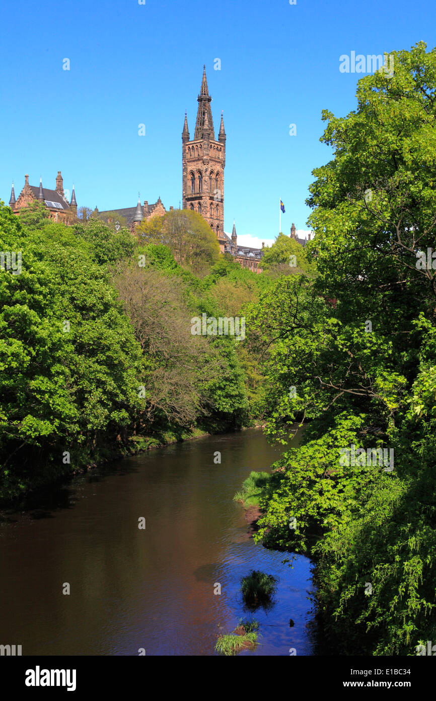 UK, Scotland, Glasgow, University, Kelvingrove Park, River Kelvin Stock ...