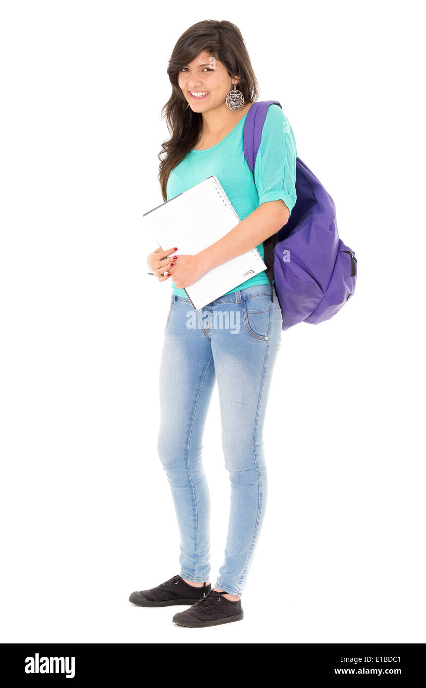 female student on white background Stock Photo - Alamy