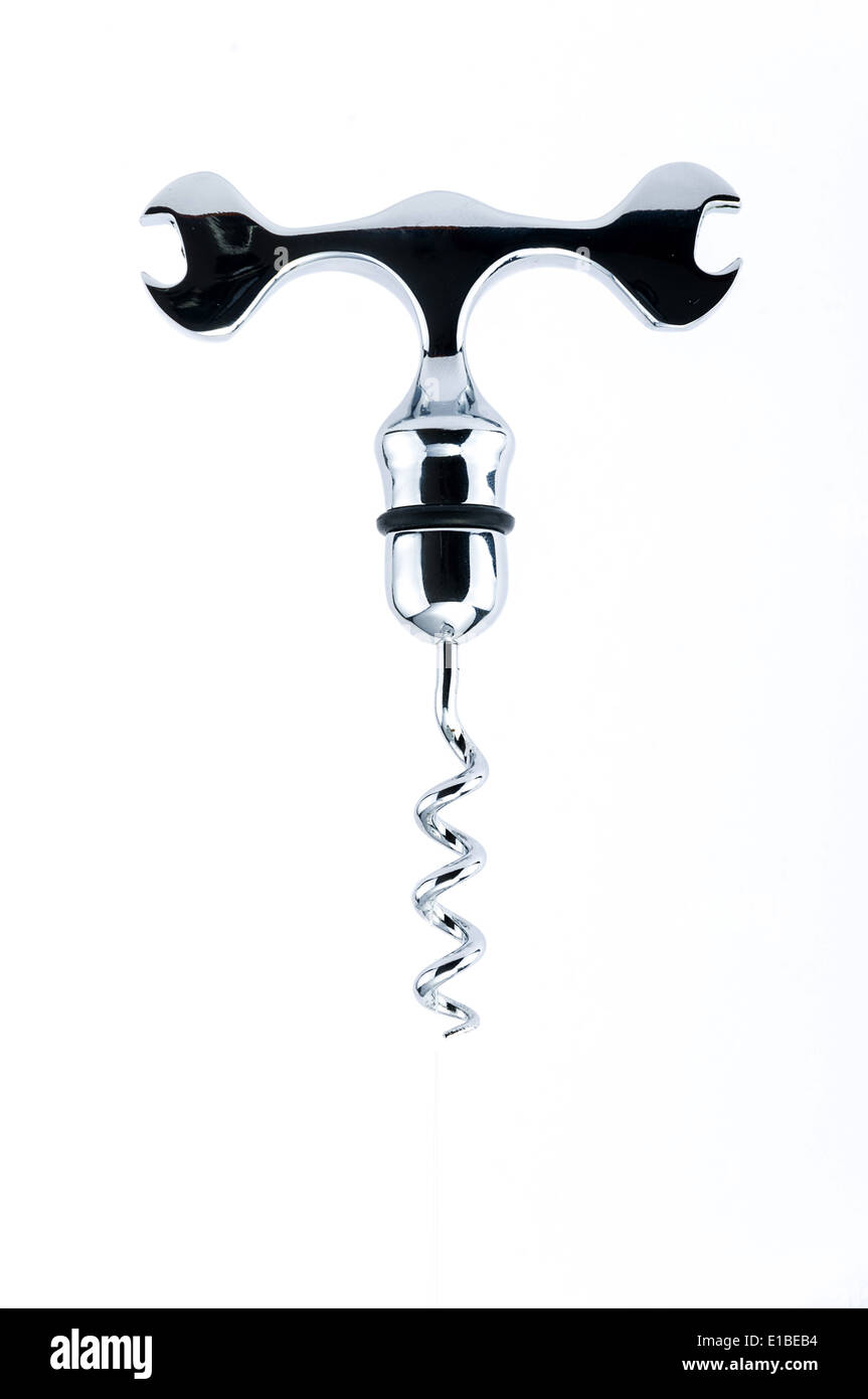 Metal corkscrew on isolated white background Stock Photo - Alamy