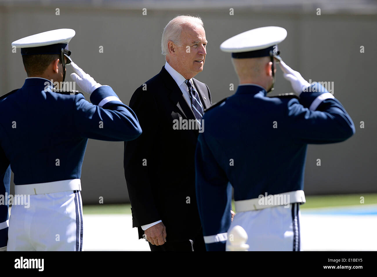 US Air Force Academy Cadets salute Vice President Joe Biden as he ...